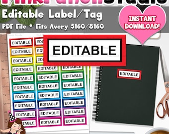 Editable School Labels Printable PDF File Fits 5160 8160 Name Tags ...