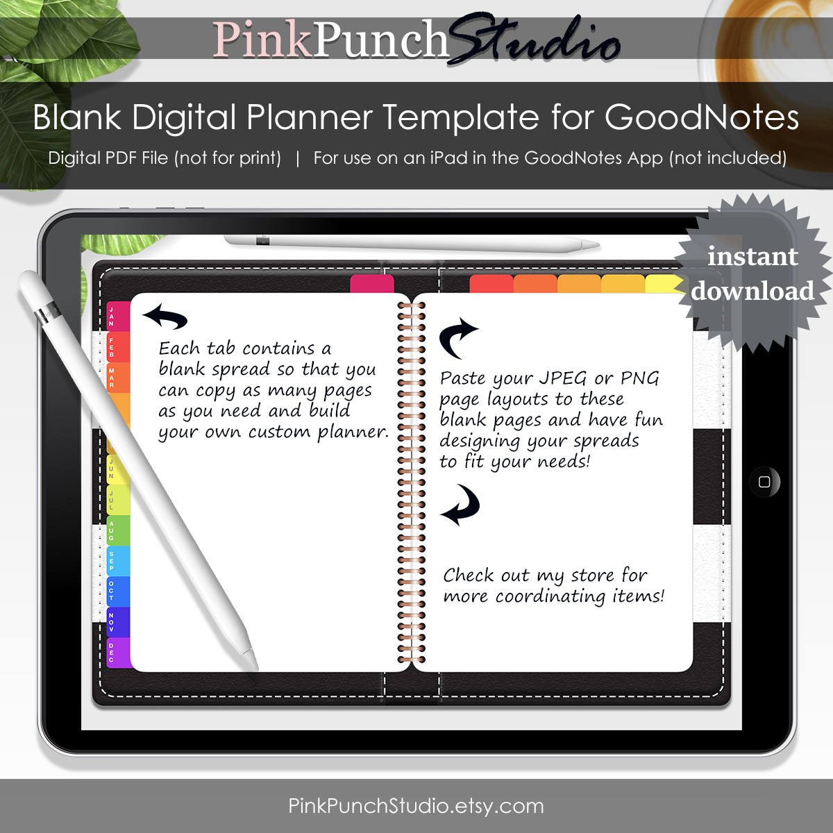 Digital Planner Template for Goodnotes Blank Pages Functioning | Etsy