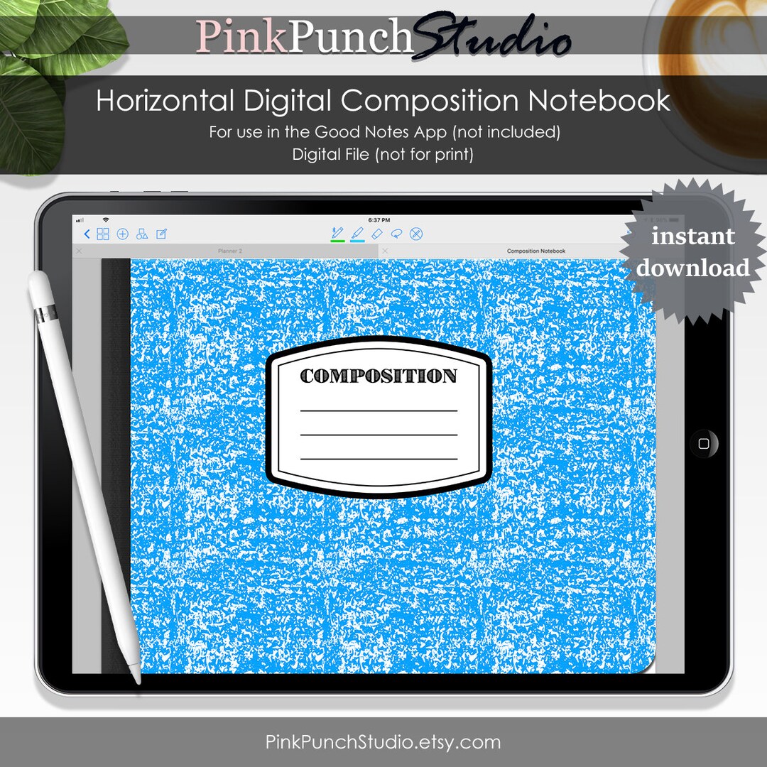 Digital Composition Notebook for Goodnotes Functioning Clickable ...