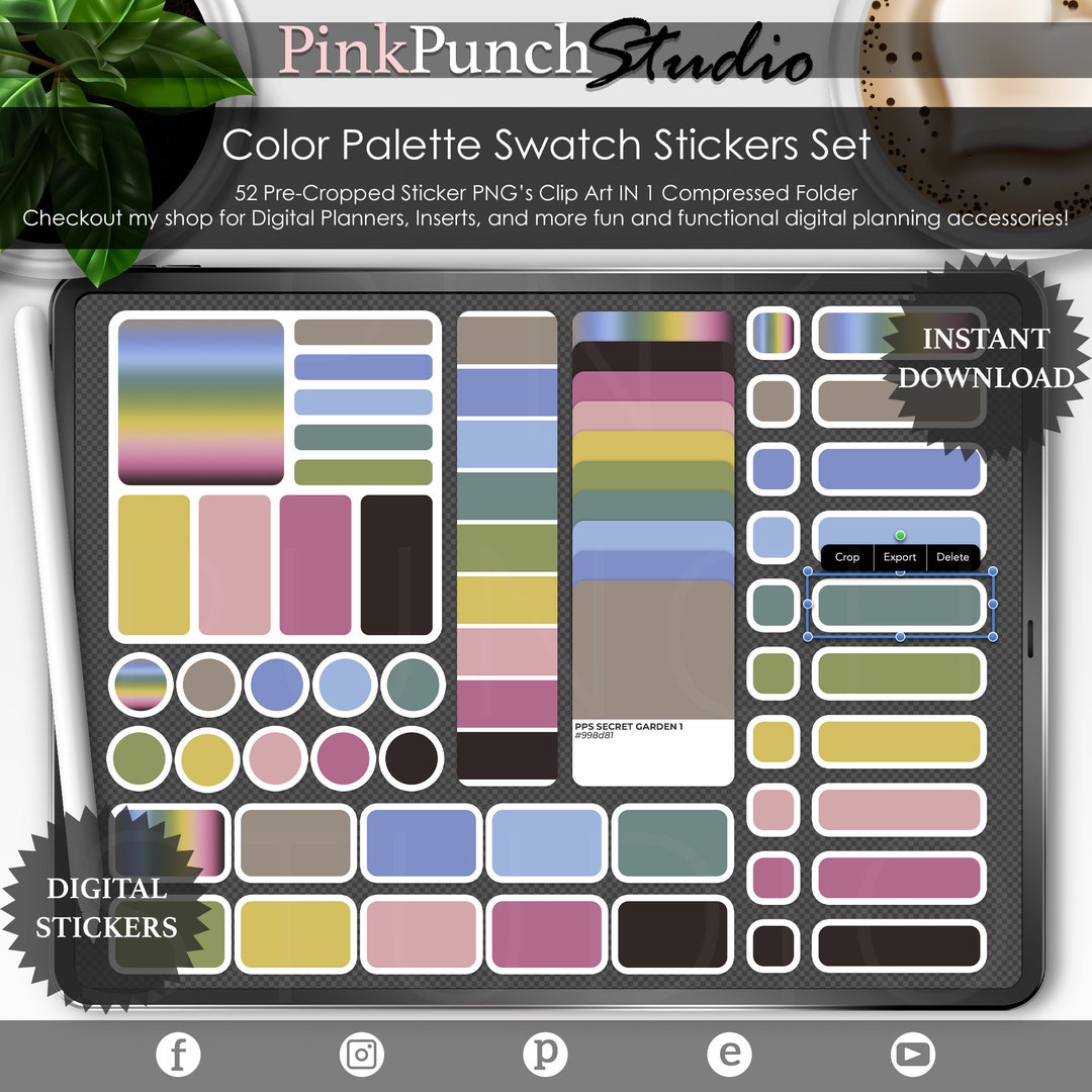 Secret Garden Spring Color Swatches PNG Stickers Clipart for Digital ...
