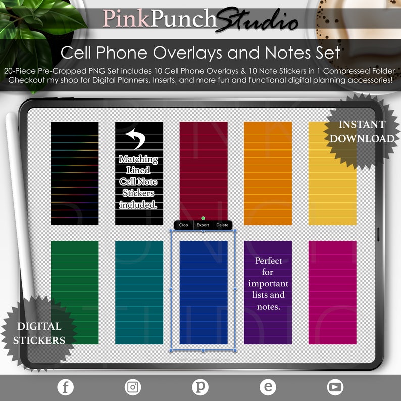 Jewel Tone Cell Phone Overlays Kit Top View Desk Mockup - Etsy