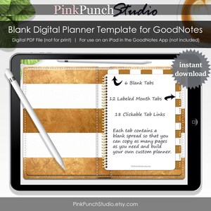 Digital Planner Template for Goodnotes Blank Pages Functioning ...