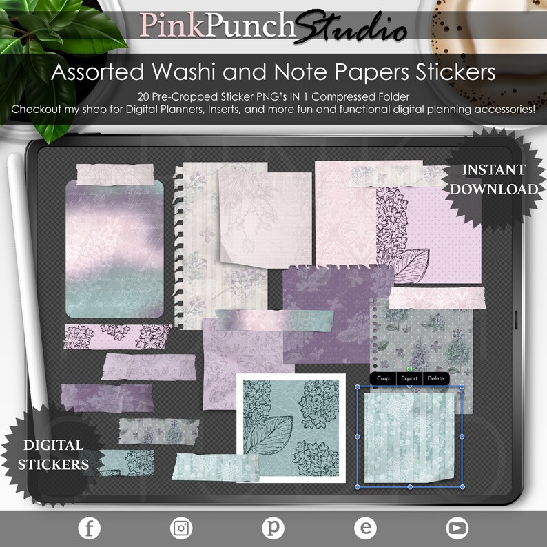 Lilac Love Purple and Sage Green Washi Note Papers PNG - Etsy