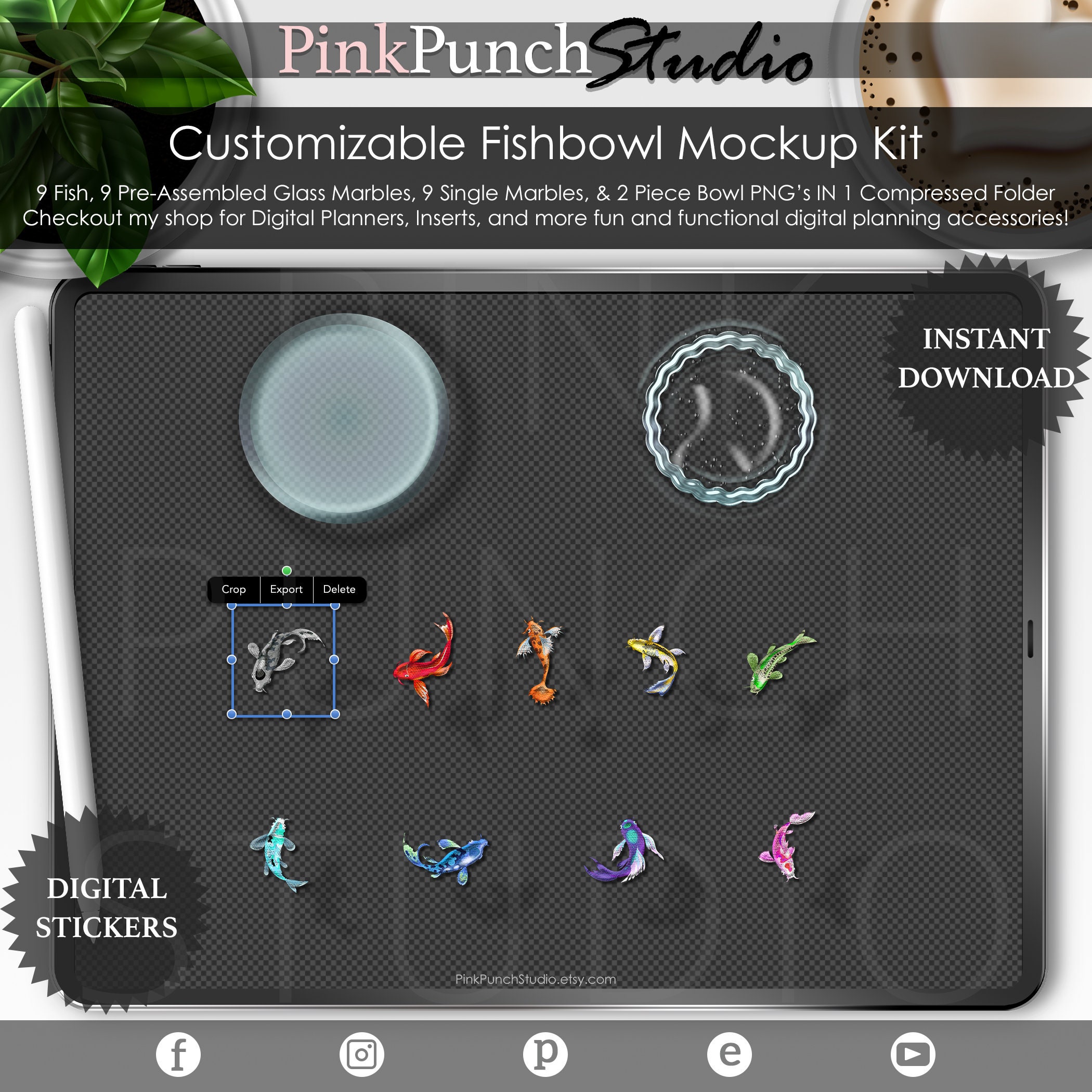 Primary Fishbowl Kit Top View Digital Planner Planning PNG | Etsy