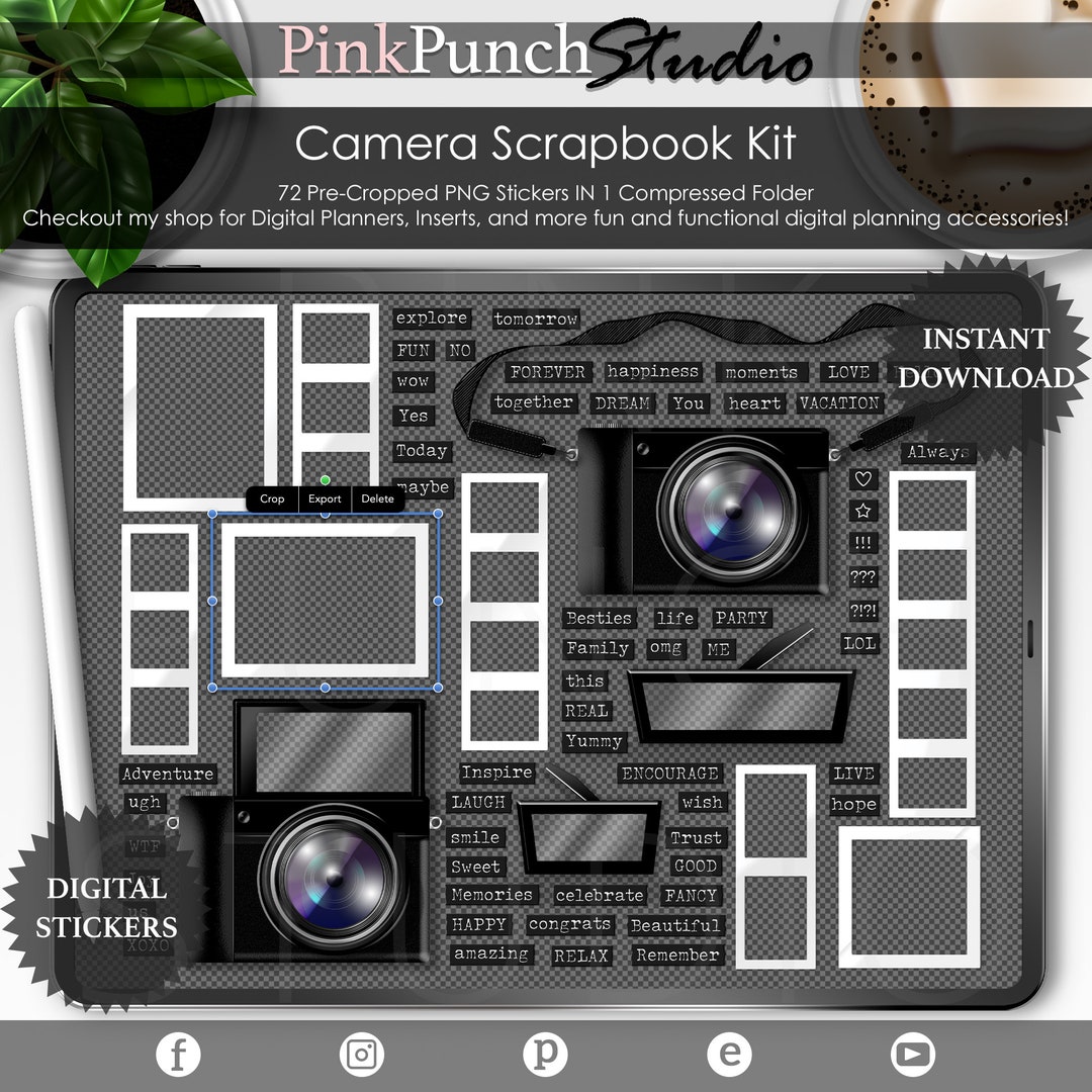 Camera Scrapbooking Kit Digital Planner Planning Precropped Transparent ...