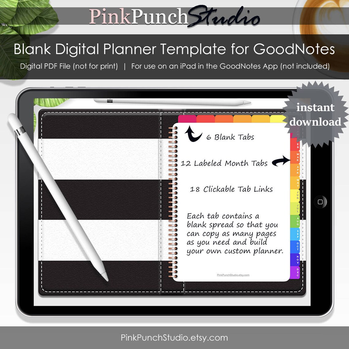 Digital Planner Template for Goodnotes Blank Pages Functioning | Etsy