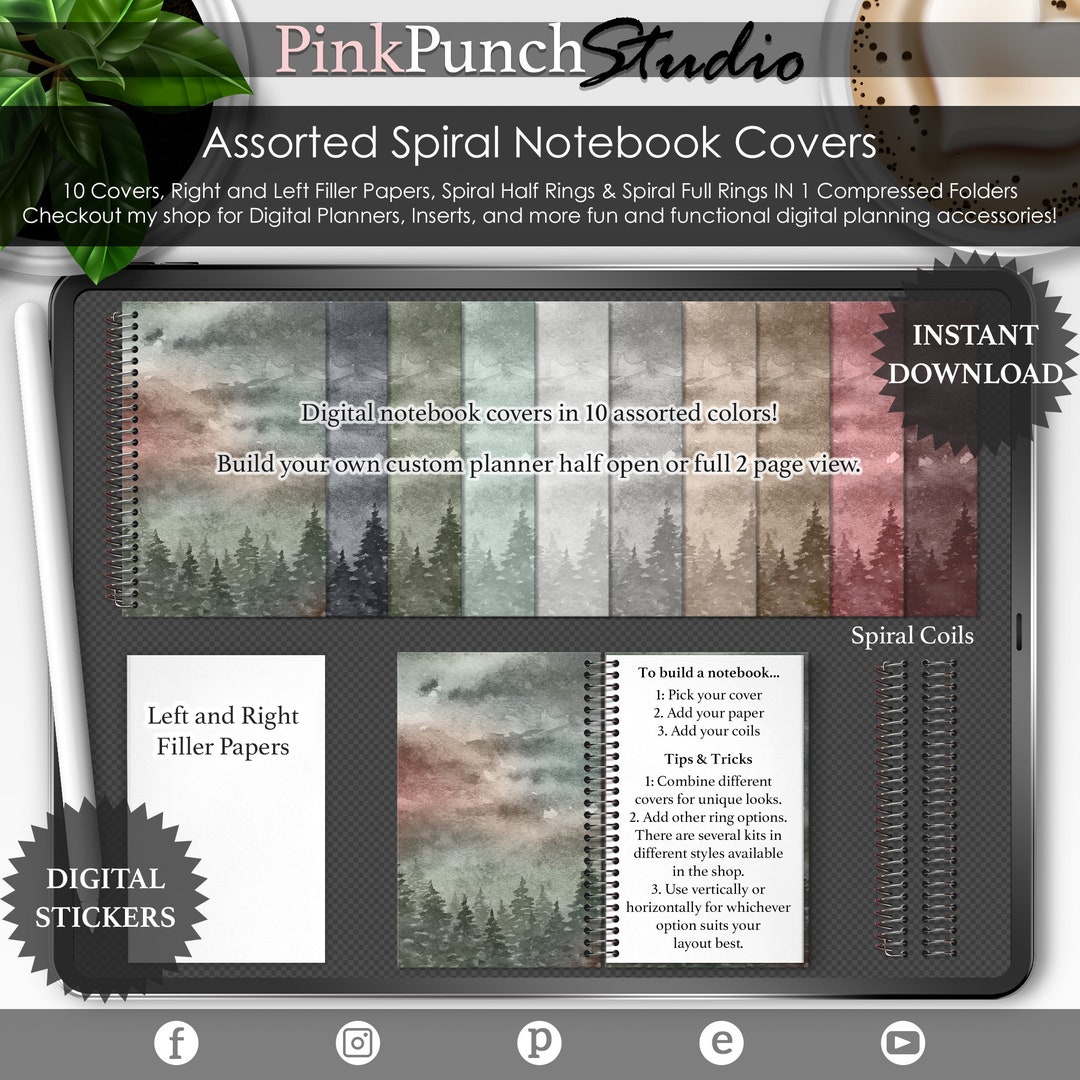 Evergreen Winter Spiral Coil Notebook Covers Collection PNG Mockup ...