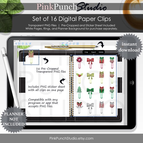 Holographic Metal Digital Paper Clips Set Pre Cropped - Etsy