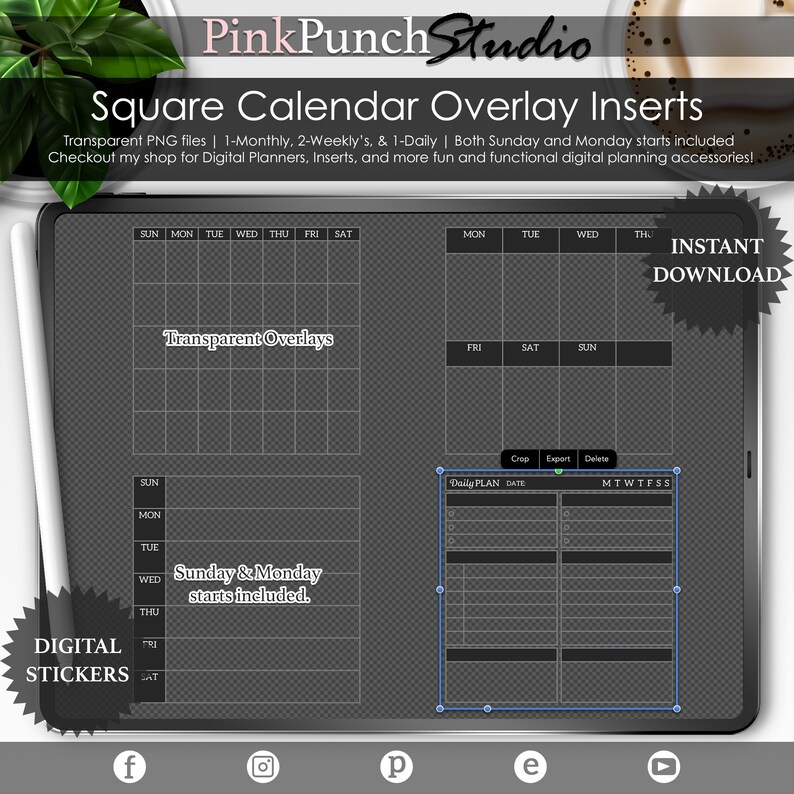 Black Square Overlay Inserts PNG Files Build Your Own Digital - Etsy