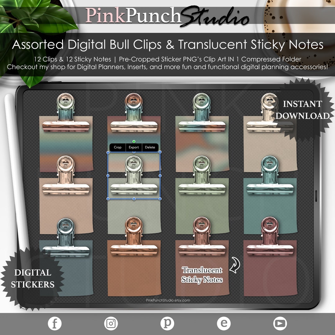 Boho Spirit Bull Binder Paperclip Sticky Notes Stickers Kit Clipart PNG ...