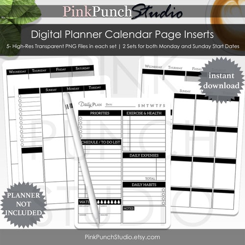 Digital Planner Stickers Daily and Weekly Page Layouts - Etsy