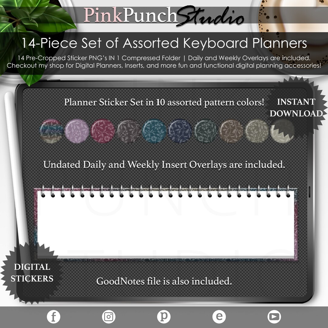 Dark Romance Gothic Keyboard Planners PNG Stickers Scrapbooking Clipart ...