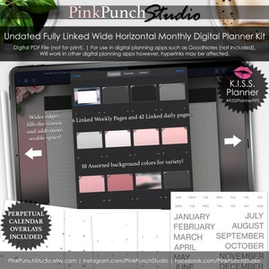 Girl Boss Undated Monthly Wide Horizontal KISS Planner DIY Digital ...