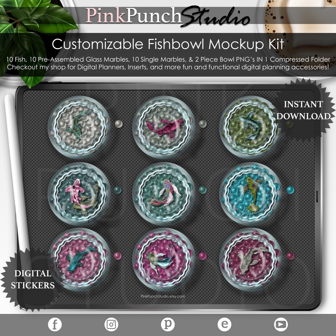 Tropical Twist Fishbowl Kit Digital Planner Planning PNG - Etsy