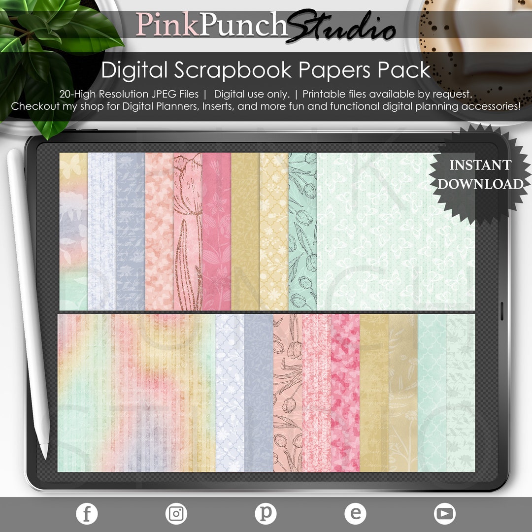 Spring Fling Pastel Papers Pack JPEG Digital Planning Scrapbooking ...