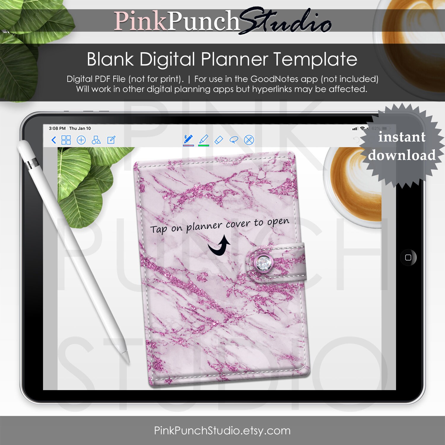 Stationery Design & Templates editable digital printable pink marble ...