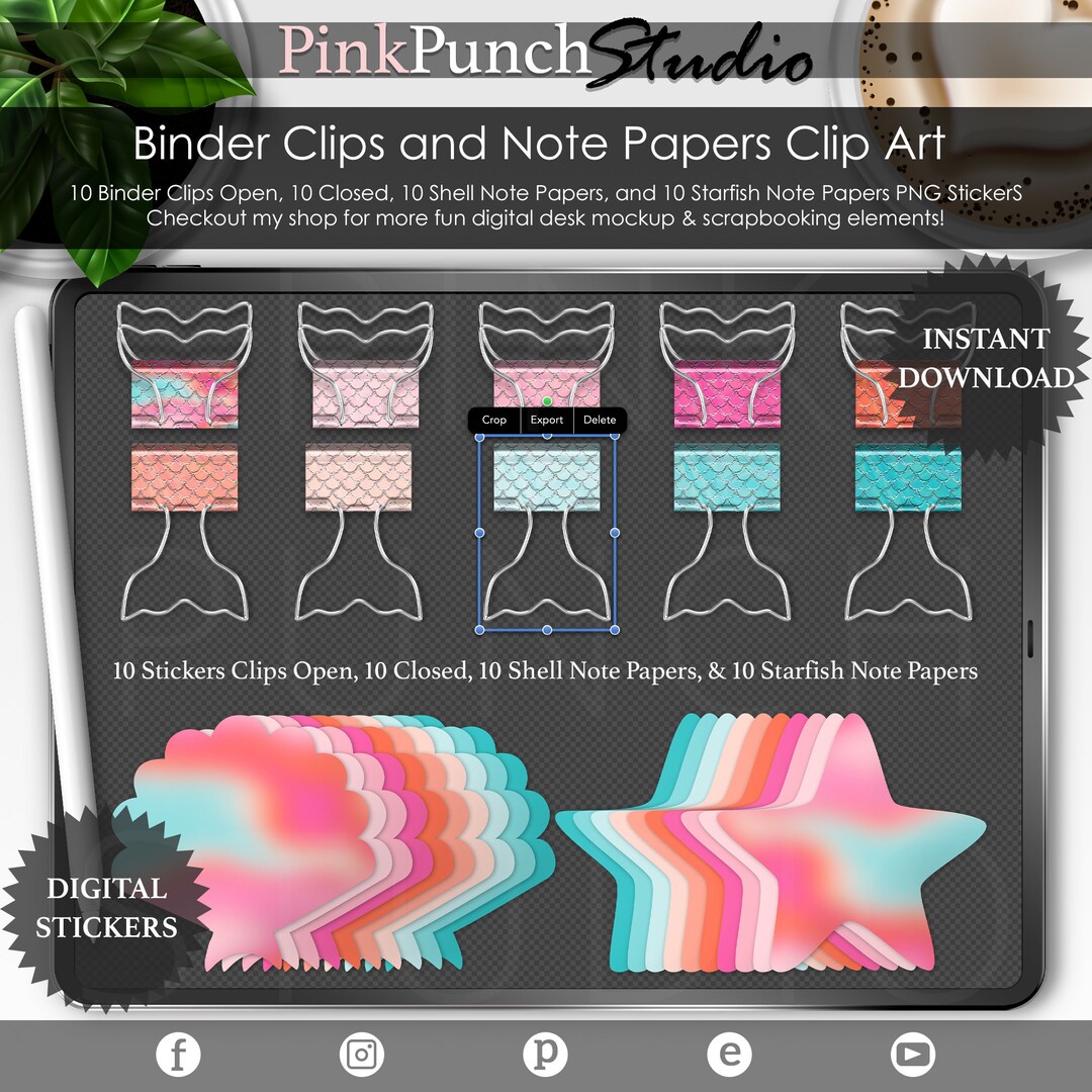 Flamingo Fever Teal Pink Mermaid Binder Clip Note Paper PNG - Etsy