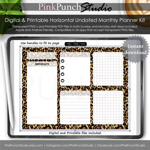 Leopard Cheetah Planner Calendar Page Insert Digital PNG Printable PDF ...