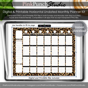 Leopard Cheetah Planner Calendar Page Insert Digital PNG Printable PDF ...