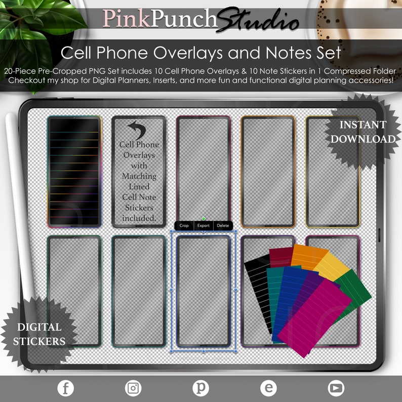 Jewel Tone Cell Phone Overlays Kit Top View Desk Mockup - Etsy