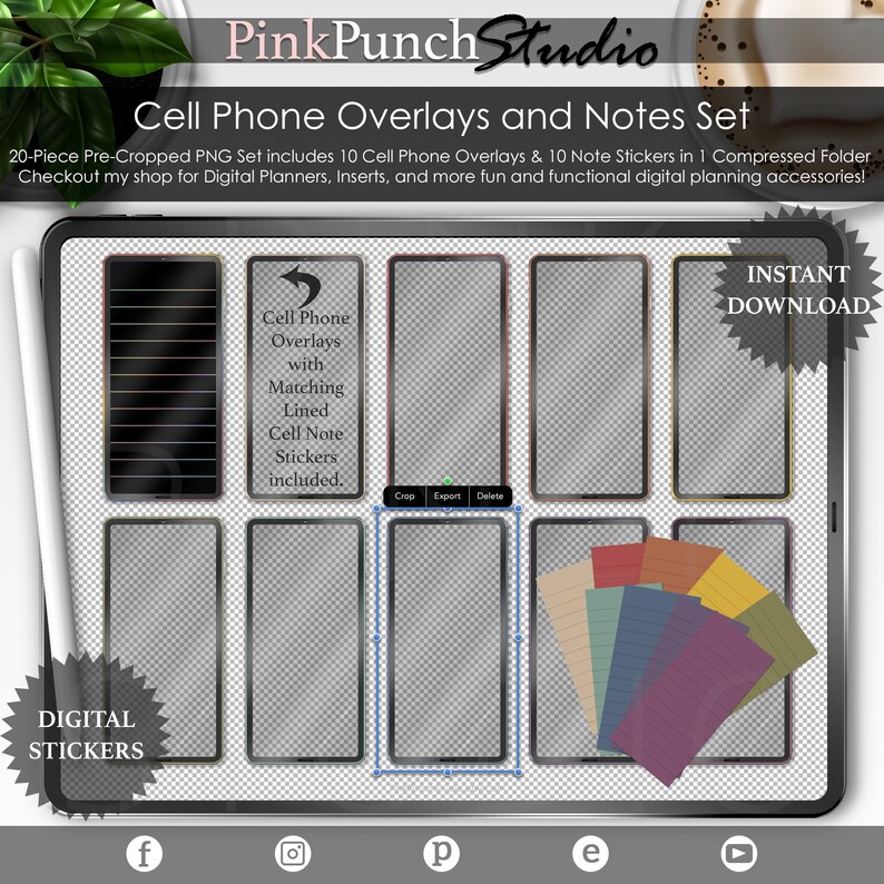 Muted Cell Phone Overlays Kit Top View Desk Mockup Digital - Etsy