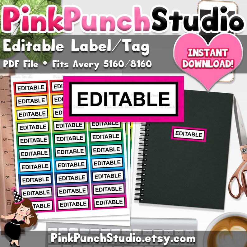 Editable Labels Printable PDF File Fits 5160 8160 School Name Tags ...