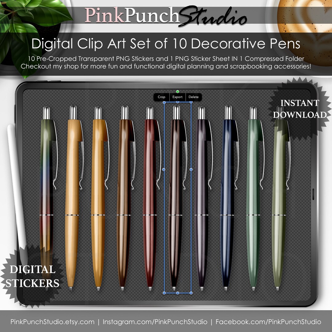 Steampunk Revolution Retro Ballpoint Pens PNG Sticker Kit Clipart ...