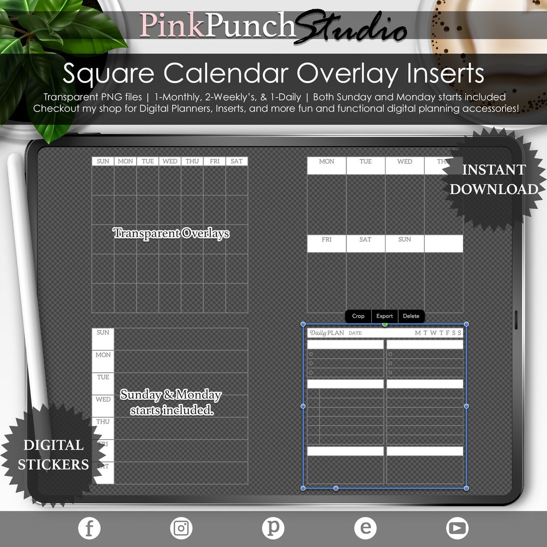 White Square Overlay Inserts PNG Files Build Your Own Digital Planner ...