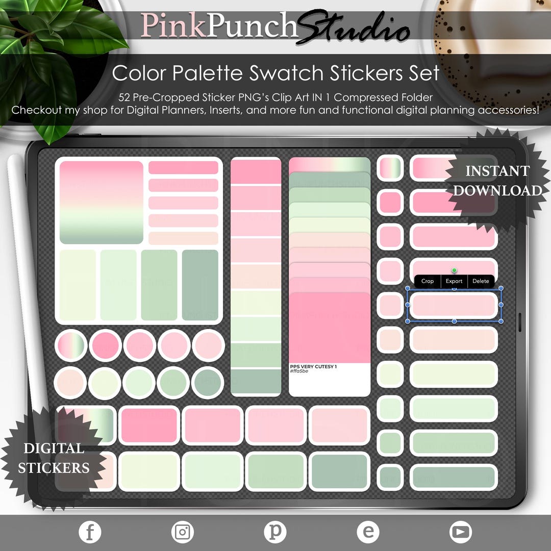 Very Cutesy Color Swatch Stickers | Aesthetic Digital Planner Stickers ...