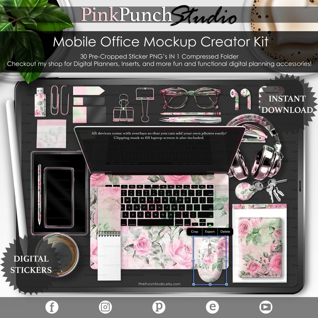 Mobile Office Sticker Kit | PNG Planner Stickers | Very Cutesy Desk ...