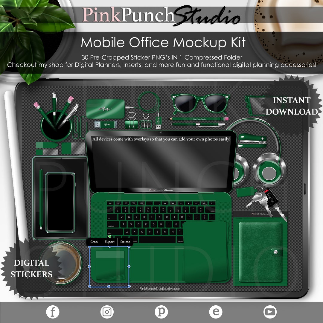 Sheer Luck 9 Mobile Office Mockup Kit PNG Planner Stickers Planning ...