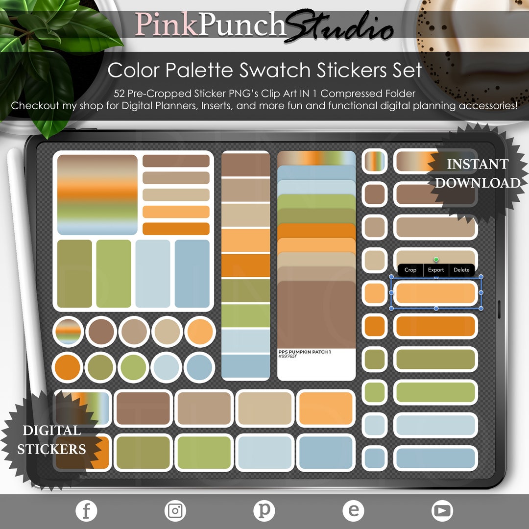 Pumpkin Patch Fall Swatches Sticker Kit Clipart PNG Scrapbooking ...