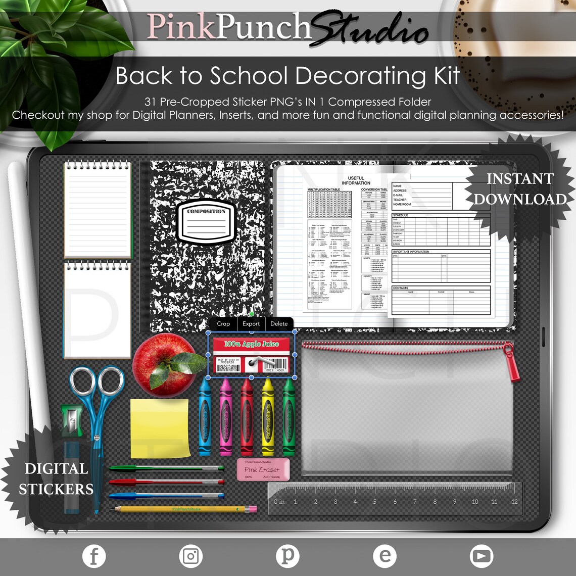 Back to School Decor Kit Digital Planning Precropped PNG - Etsy