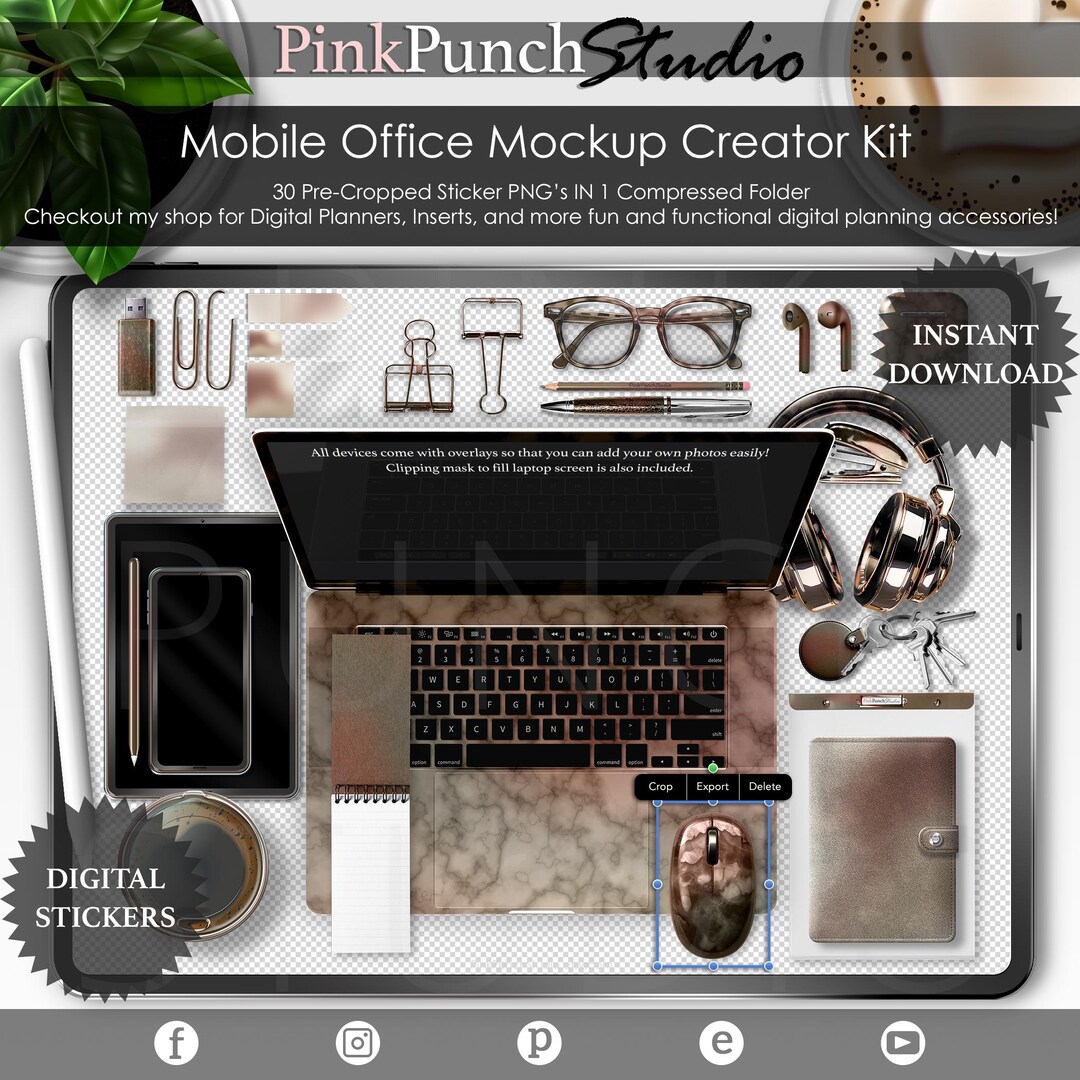 Mocha Loca Mobile Office Sticker Kit: Digital Planner PNG (digital ...