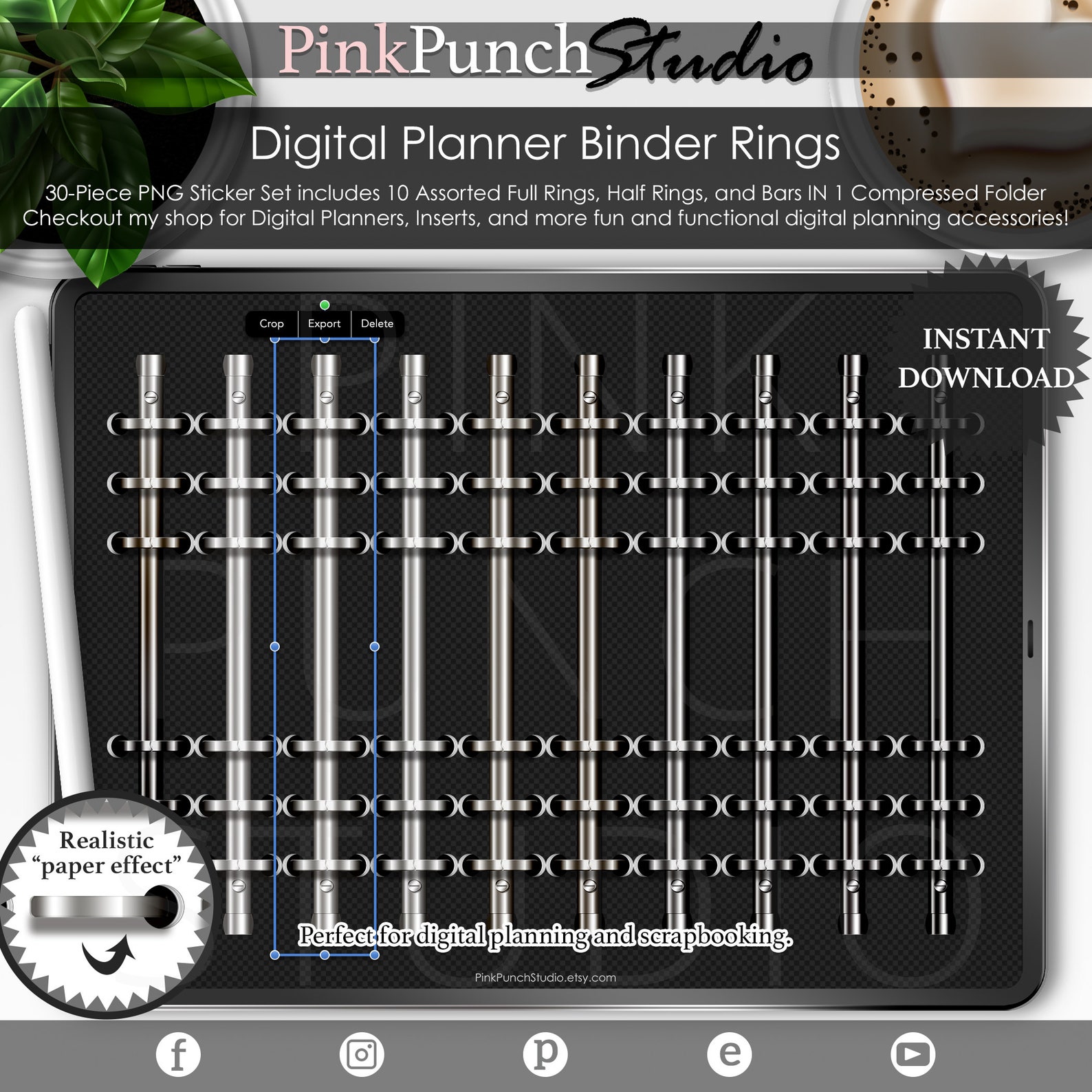 Neutral Digital Planner Binder Rings Set PNG Stickers Build - Etsy