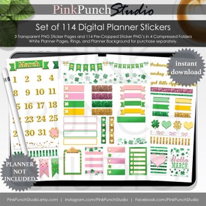 March St Patrick's Day Digital Planner Stickers Kit - Etsy