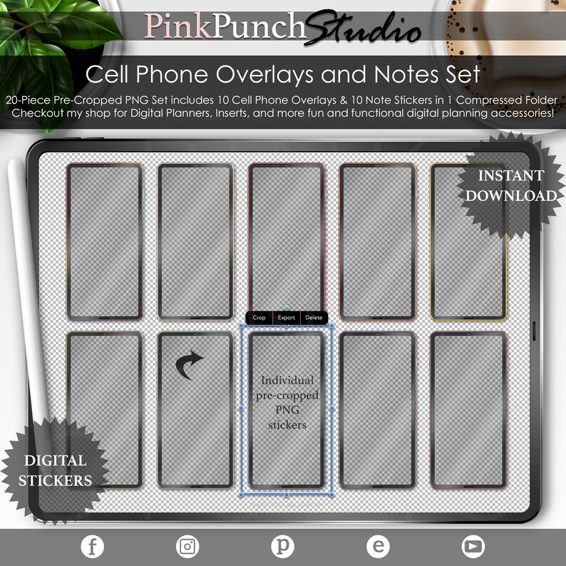 Muted Cell Phone Overlays Kit Top View Desk Mockup Digital - Etsy