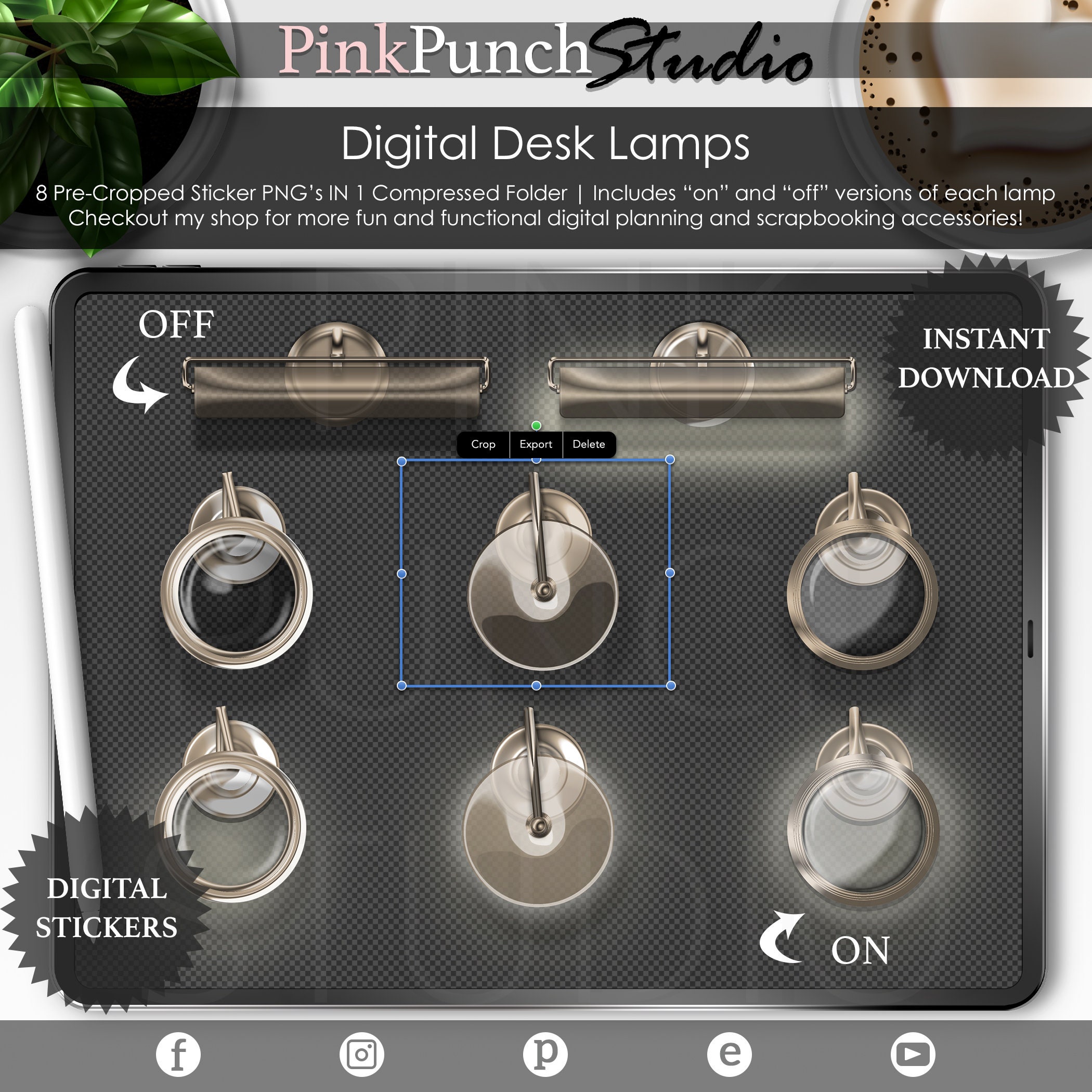 Beige "glass" Lamps Top View Desk Mockup Digital Planner Planning ...