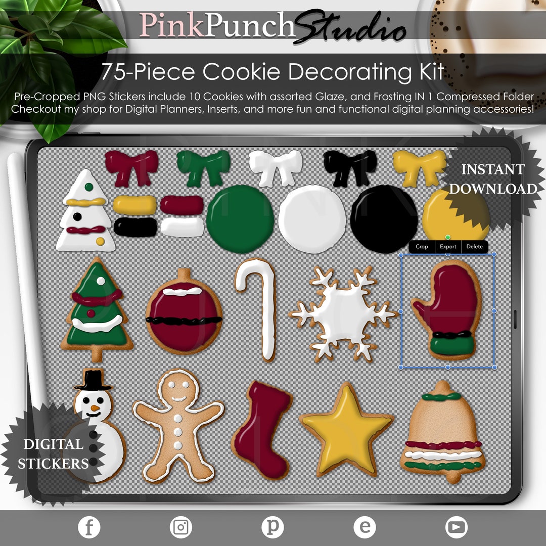 Christmas Cookie Decorating Kit Digital Stickers Scrapbooking Clipart ...