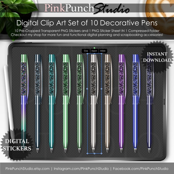 Posh Peacock Gem Pens Clip Art Set PNG Files Digital Planner - Etsy