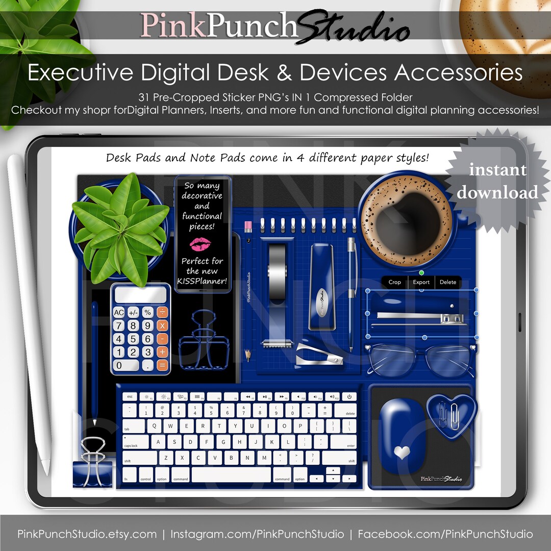 Dark Blue Executive Devices Desk Accessories Kit Digital Planning ...