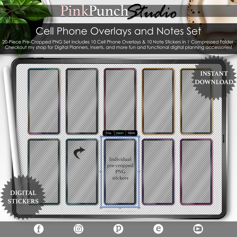 Jewel Tone Cell Phone Overlays Kit Top View Desk Mockup - Etsy
