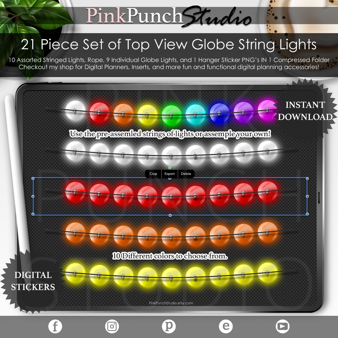 Neon String of Lights Top View Desk Mockup Digital Planner - Etsy