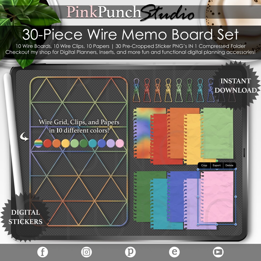 School Daze Retro Primary Wire Grid Memo Board PNG Stickers Digital ...