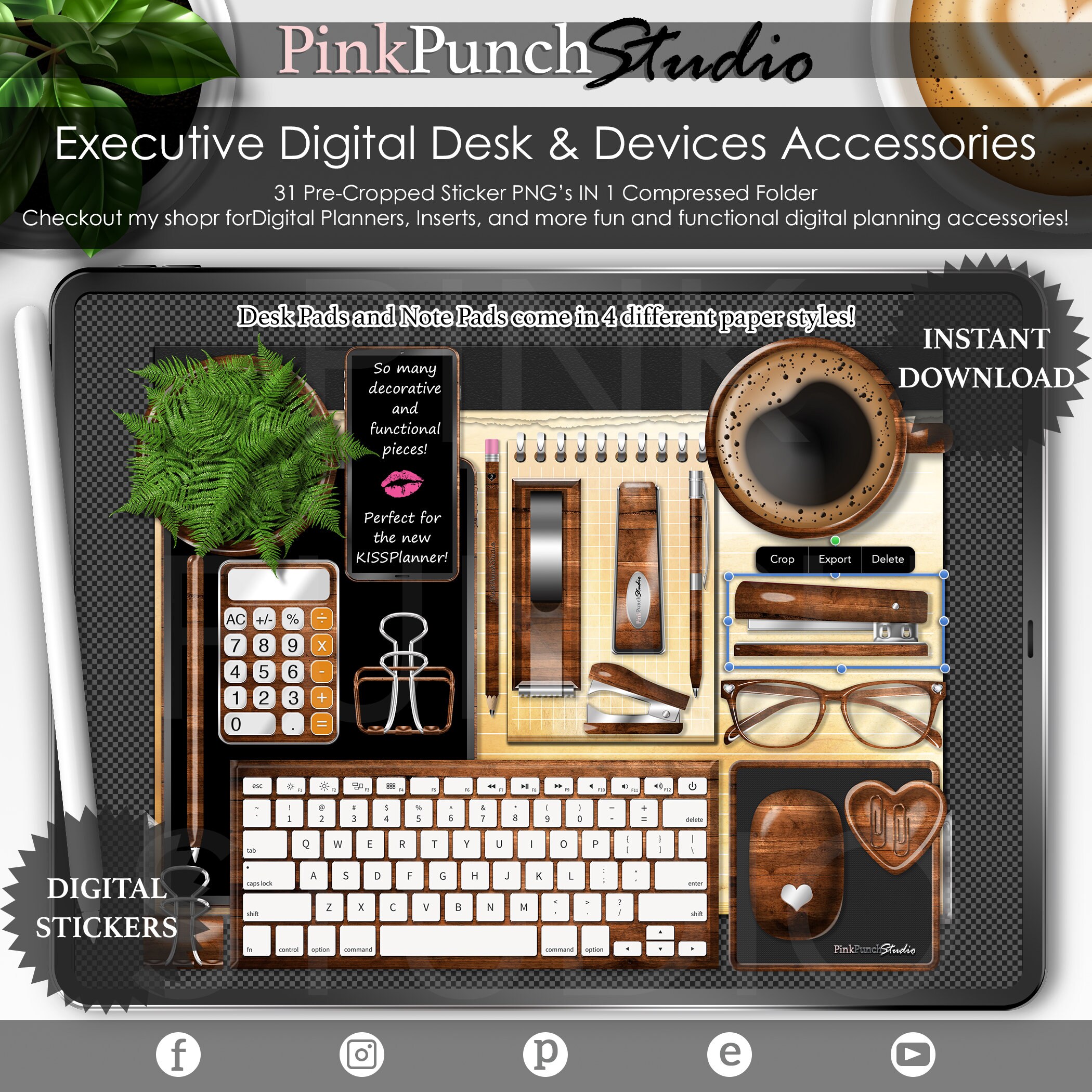 Dark Wood Executive Devices Desk Accessories Kit Digital | Etsy