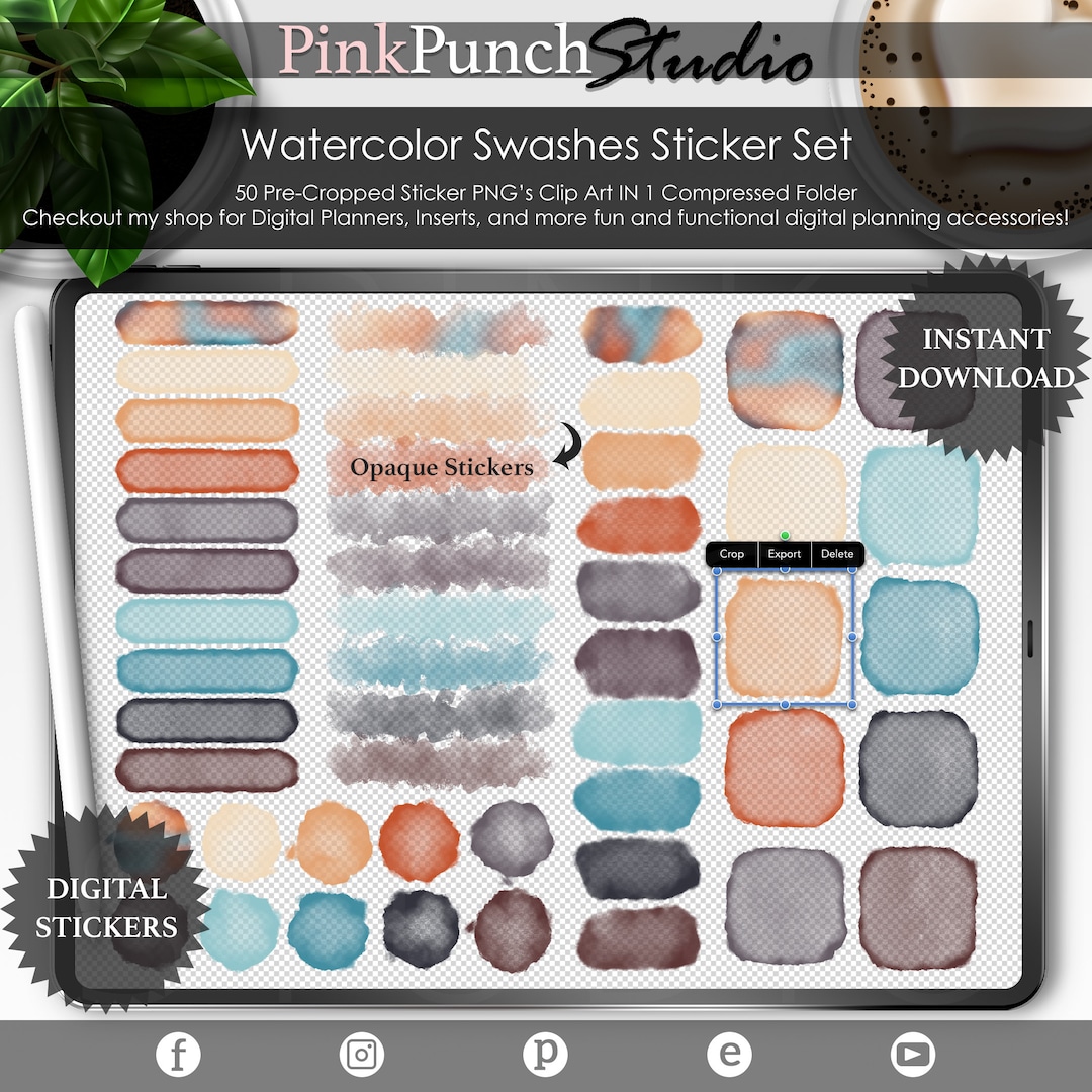 Twisted Teal Fall Watercolor Swashes Sticker Kit: Teal Fall Clipart ...
