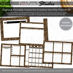 Leopard Cheetah Planner Calendar Page Insert Digital PNG Printable PDF ...