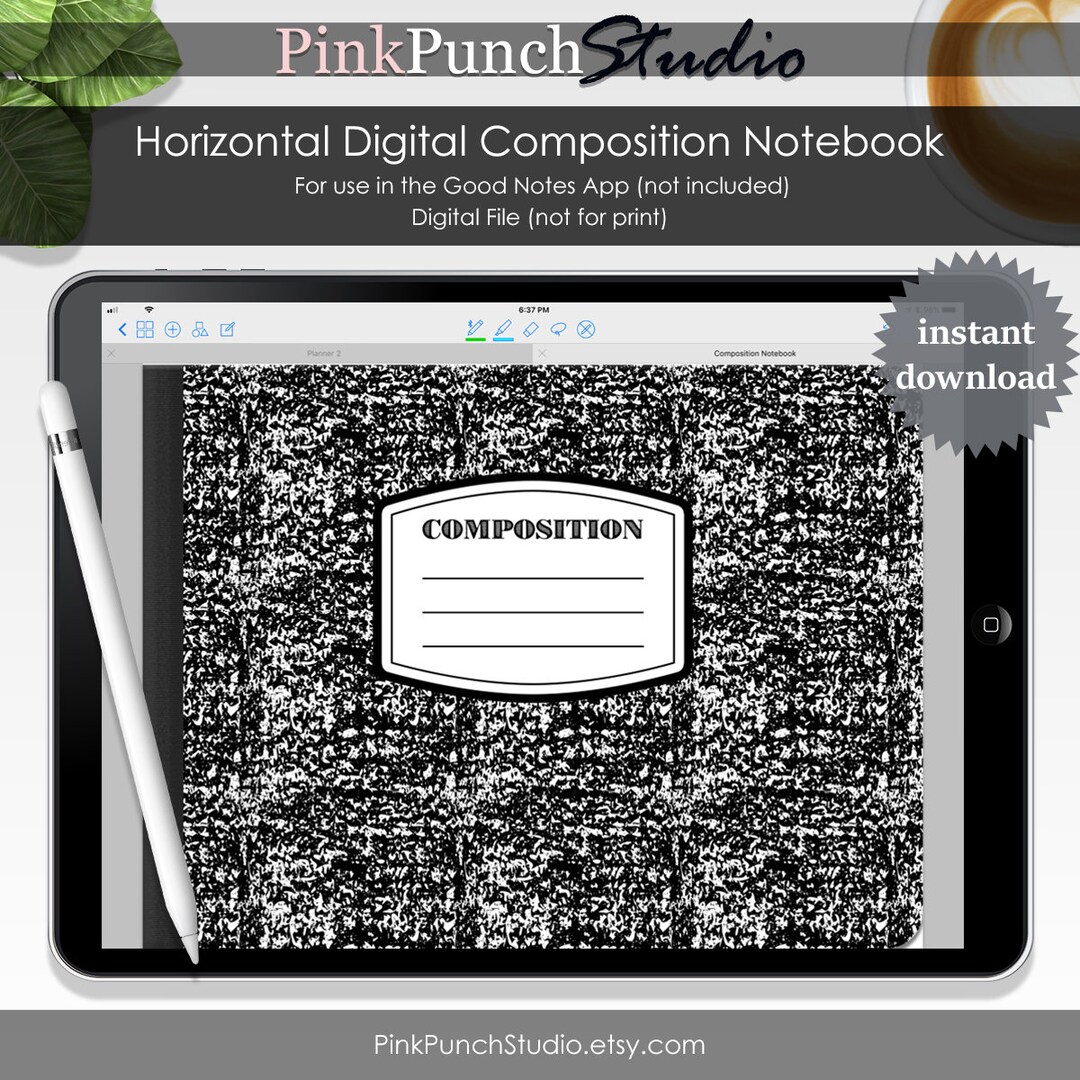 Digital Composition Notebook for Goodnotes Functioning Clickable ...