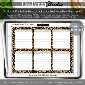 Leopard Cheetah Planner Calendar Page Insert Digital PNG Printable PDF ...