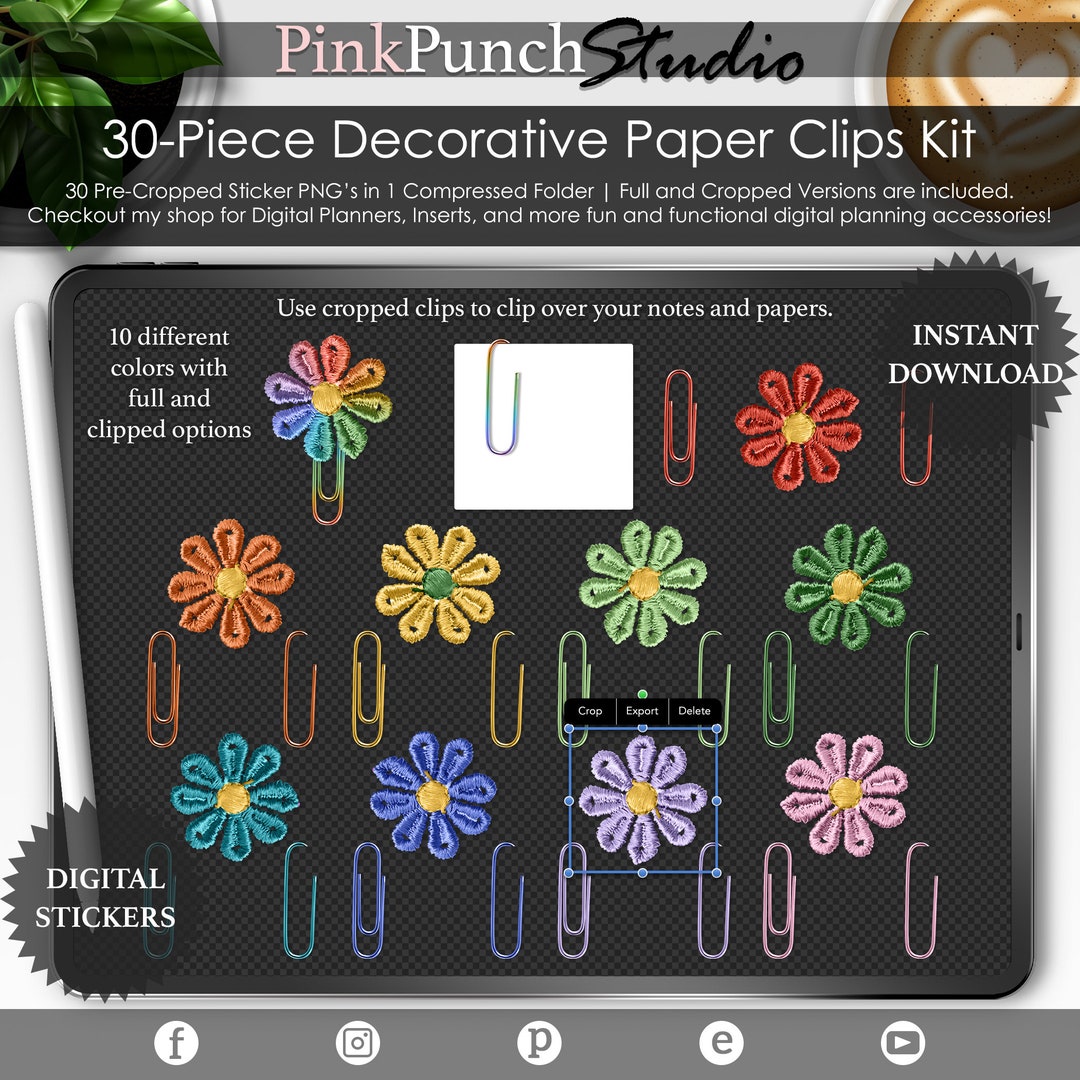 School Daze Retro Rainbow Vintage Stitched Paperclip PNG Sticker Kit ...